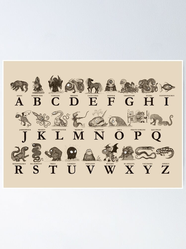 AatoeaX Sea Monster Alphabet Poster Modern Wall Art Canvas Poster ...