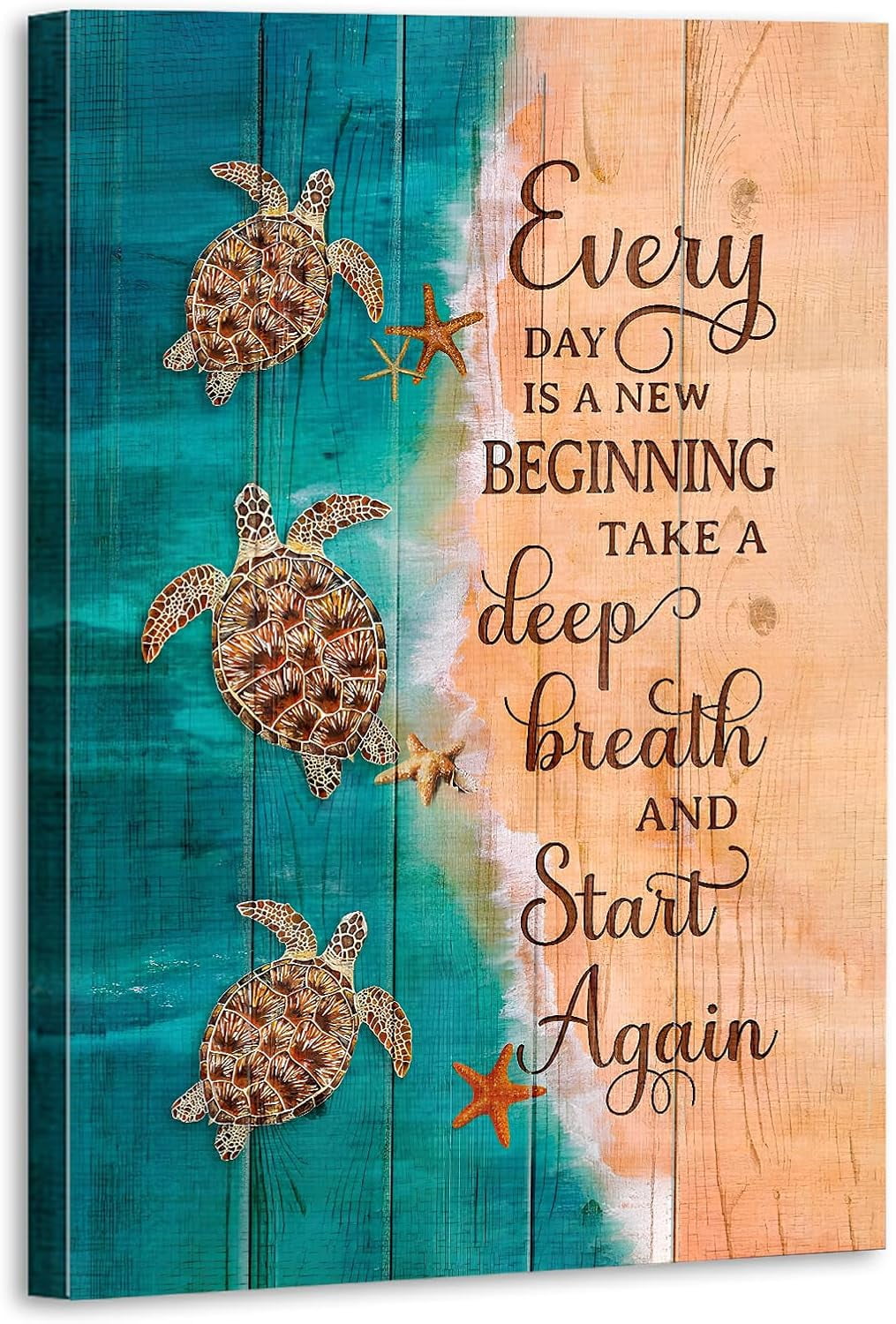 AatoeaX Sea Turtle Wall Art Teal Bathroom Decor Farmhouse Coastal Room ...