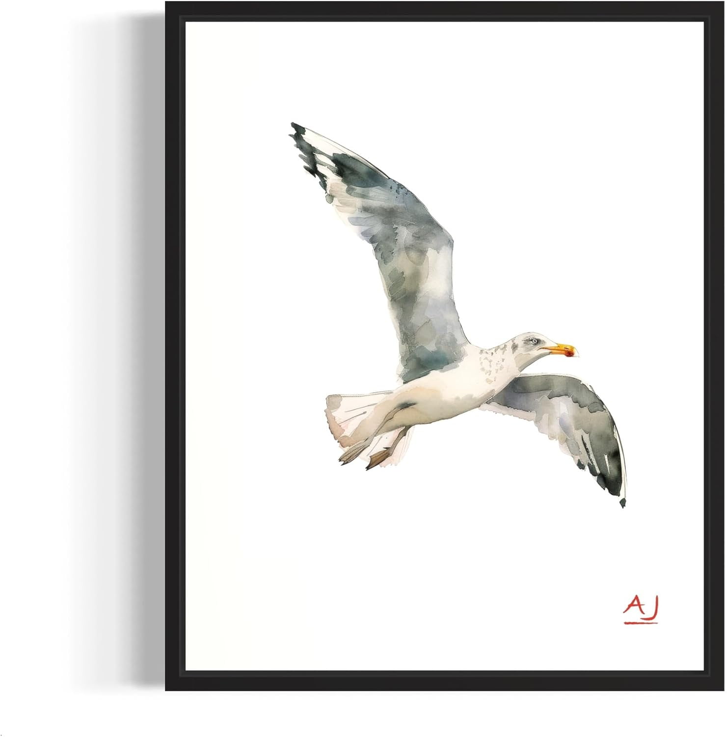 AatoeaX Seagull Art Print Poster, Bird Watercolor Painting, Nature ...