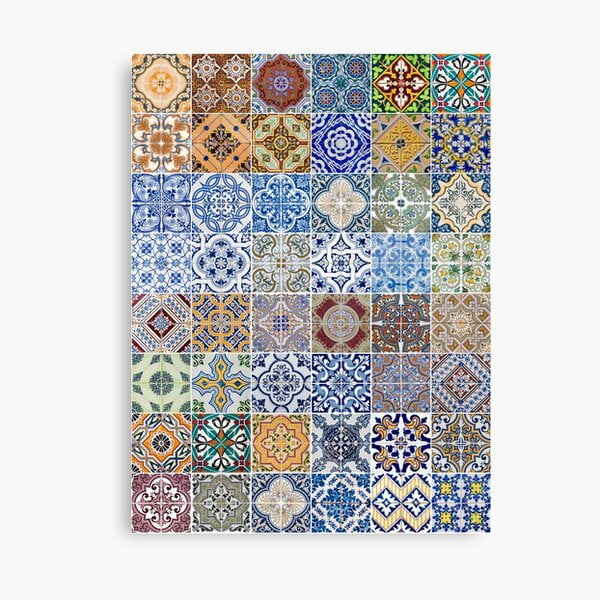 AatoeaX Set of 48 ceramic tiles patterns Canvas Print Modern Wall Art ...