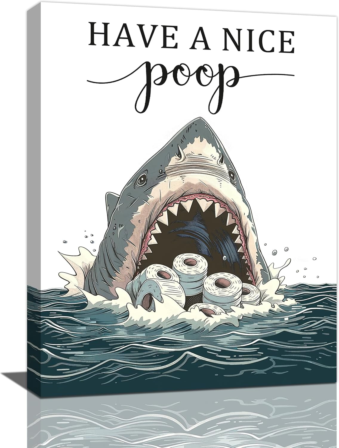 AatoeaX Shark Bathroom Wall Art Funny Shark Ocean Bathroom Pictures ...