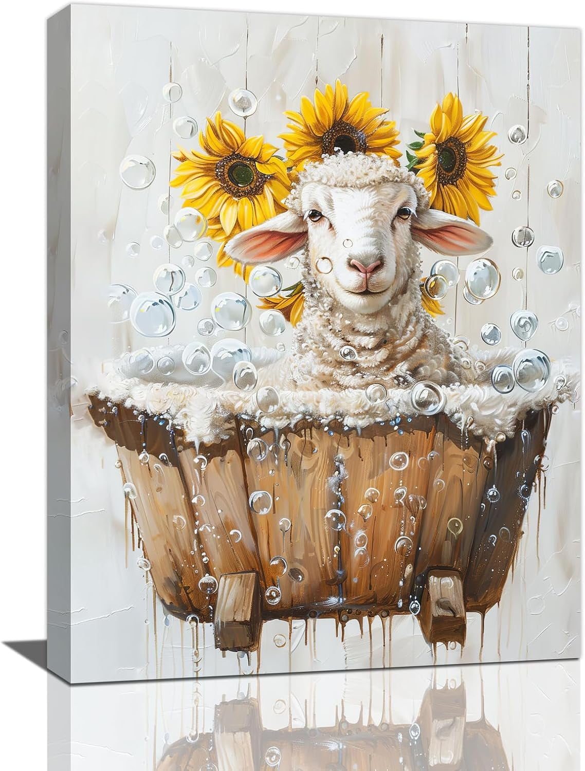 AatoeaX Sheep Bathroom Decor Sheep Wall Art Sunflower Sheep in Bathtub ...