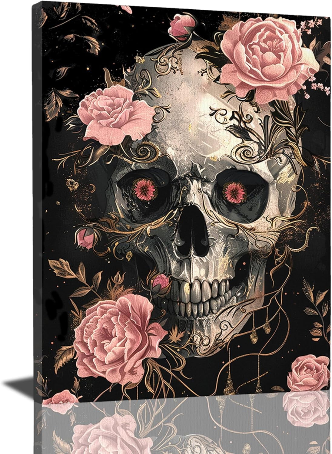 AatoeaX Skull Roses Decor Wall Art Gothic Skeleton Bathroom Wall Decor ...