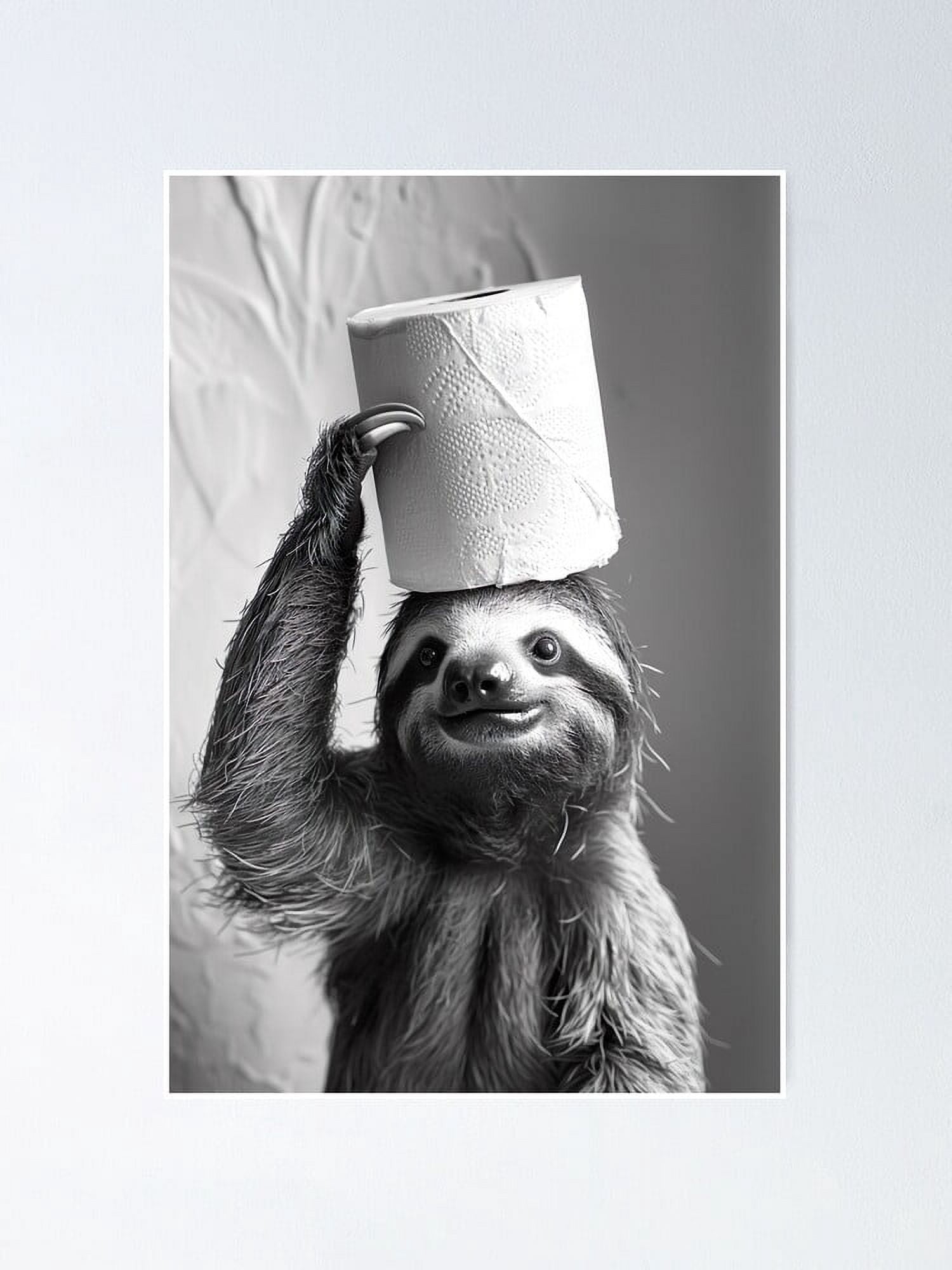 AatoeaX Sloth in Bathroom with Toilet Paper on Head Poster Aesthetic ...
