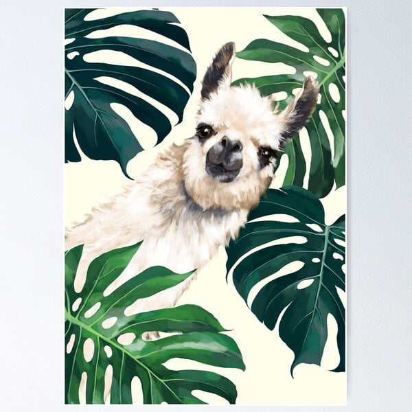 AatoeaX Sneaky Llama in Tropical Monstera Poster Aesthetic Home Decor ...