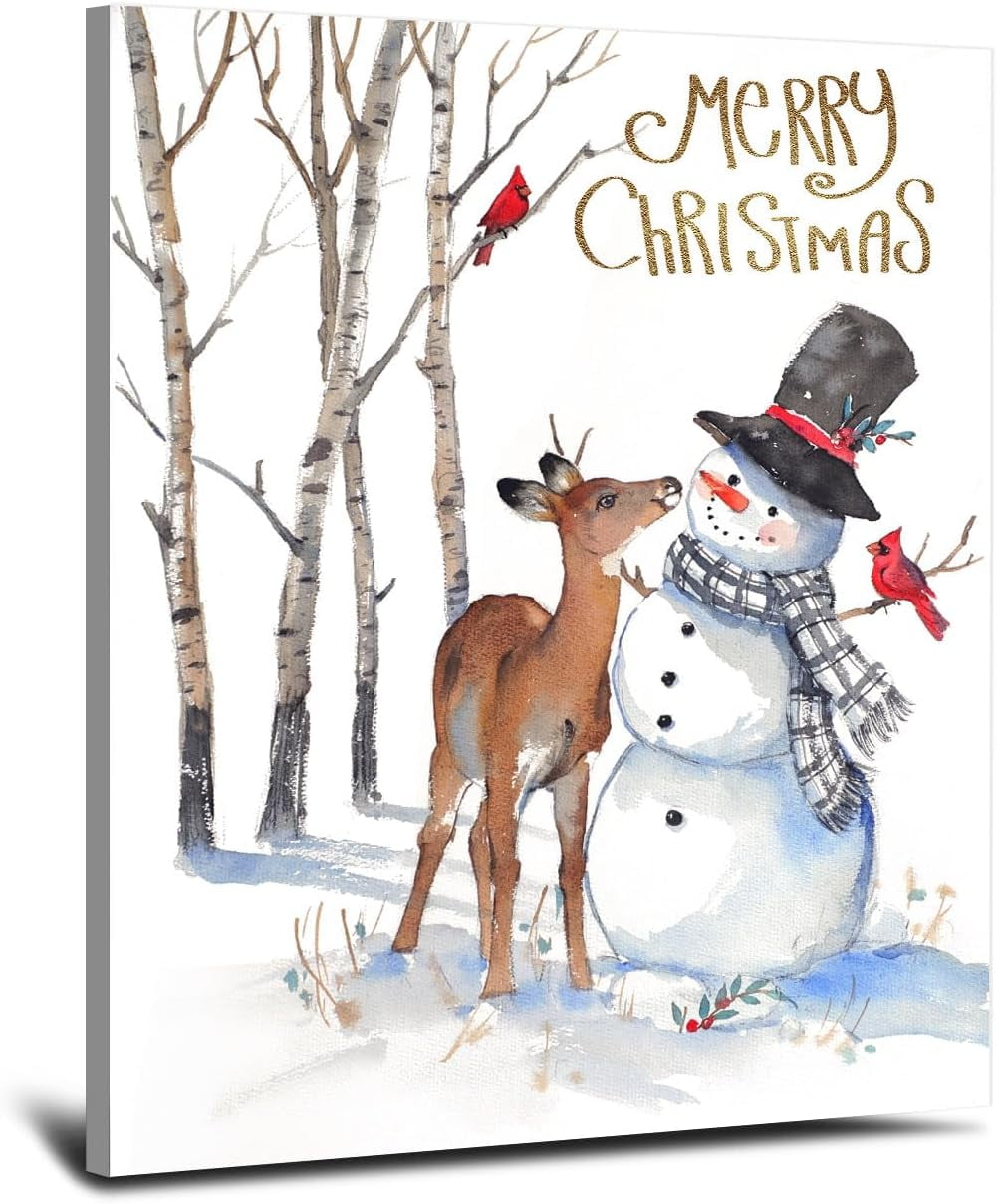 AatoeaX Snowman Picture Christmas Wall Decor: Winter Snowman Wall Art ...