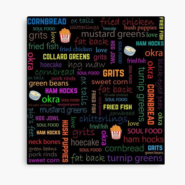 AatoeaX Soul Food Lover Southern Cuisine Pattern Canvas Print Modern ...