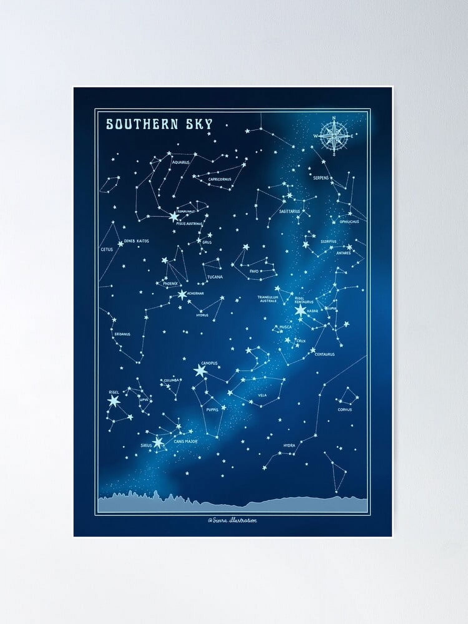 AatoeaX Southern Hemisphere Stars Map Poster Aesthetic Home Decor ...