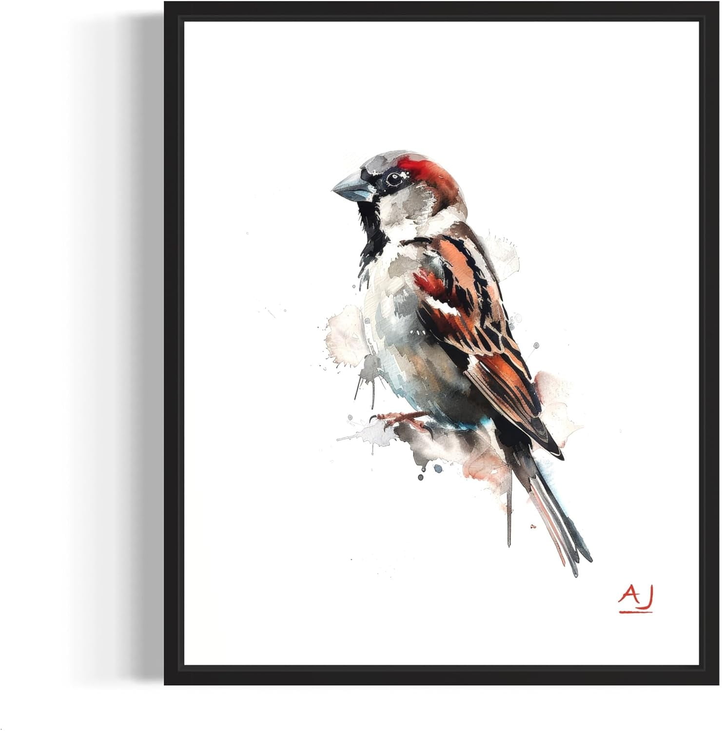 AatoeaX Sparrow Art Print Poster, Bird Watercolor Painting, Nature ...