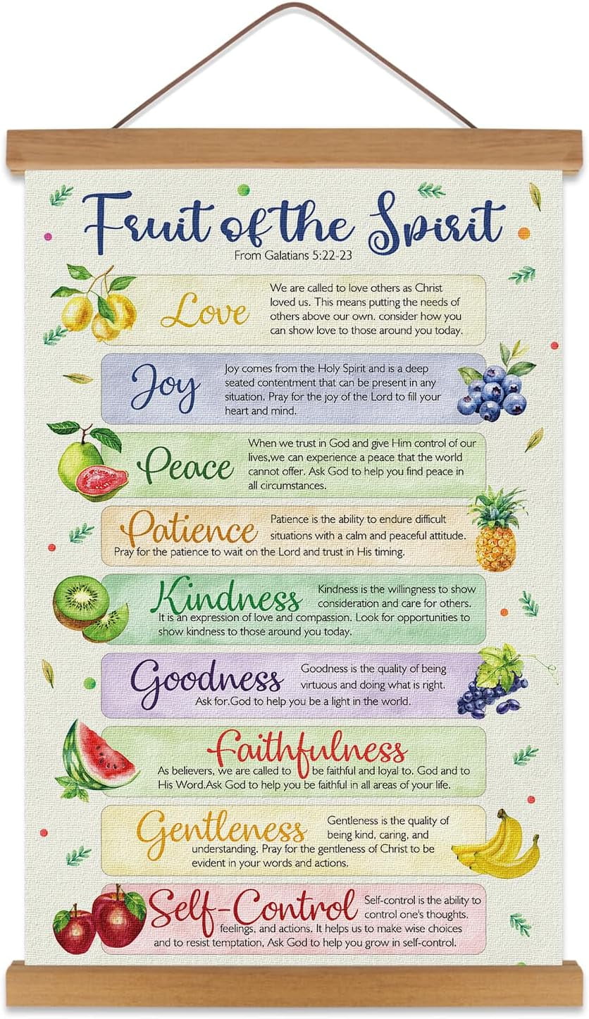 AatoeaX Spiritual "Fruit of the Spirit" Scroll, Linen Canvas, Biblical ...