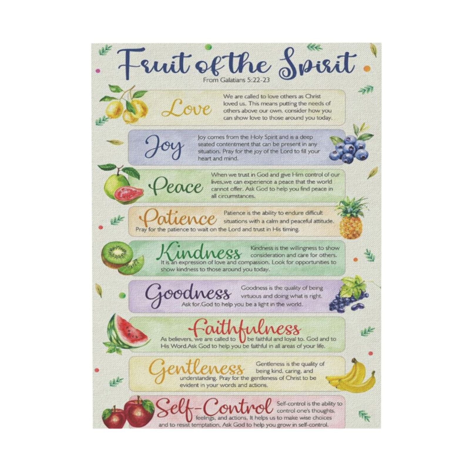 AatoeaX Spiritual "Fruit of the Spirit" Scroll, Linen Canvas, Biblical ...