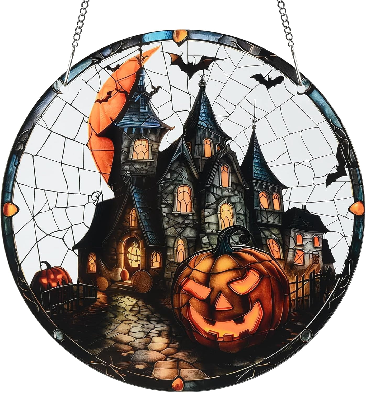 AatoeaX Spooky Halloween Castle Transparent Acrylic Hanging Window Sign ...