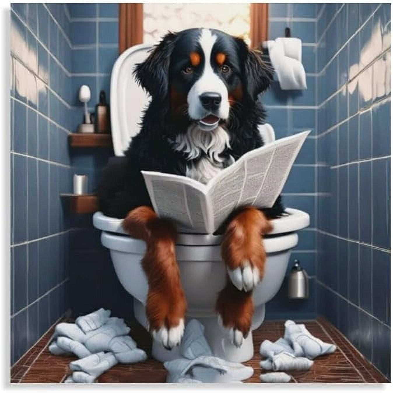 AatoeaX Square Canvas Bathroom Decor Bernese Mountain Dog Wall Decor ...