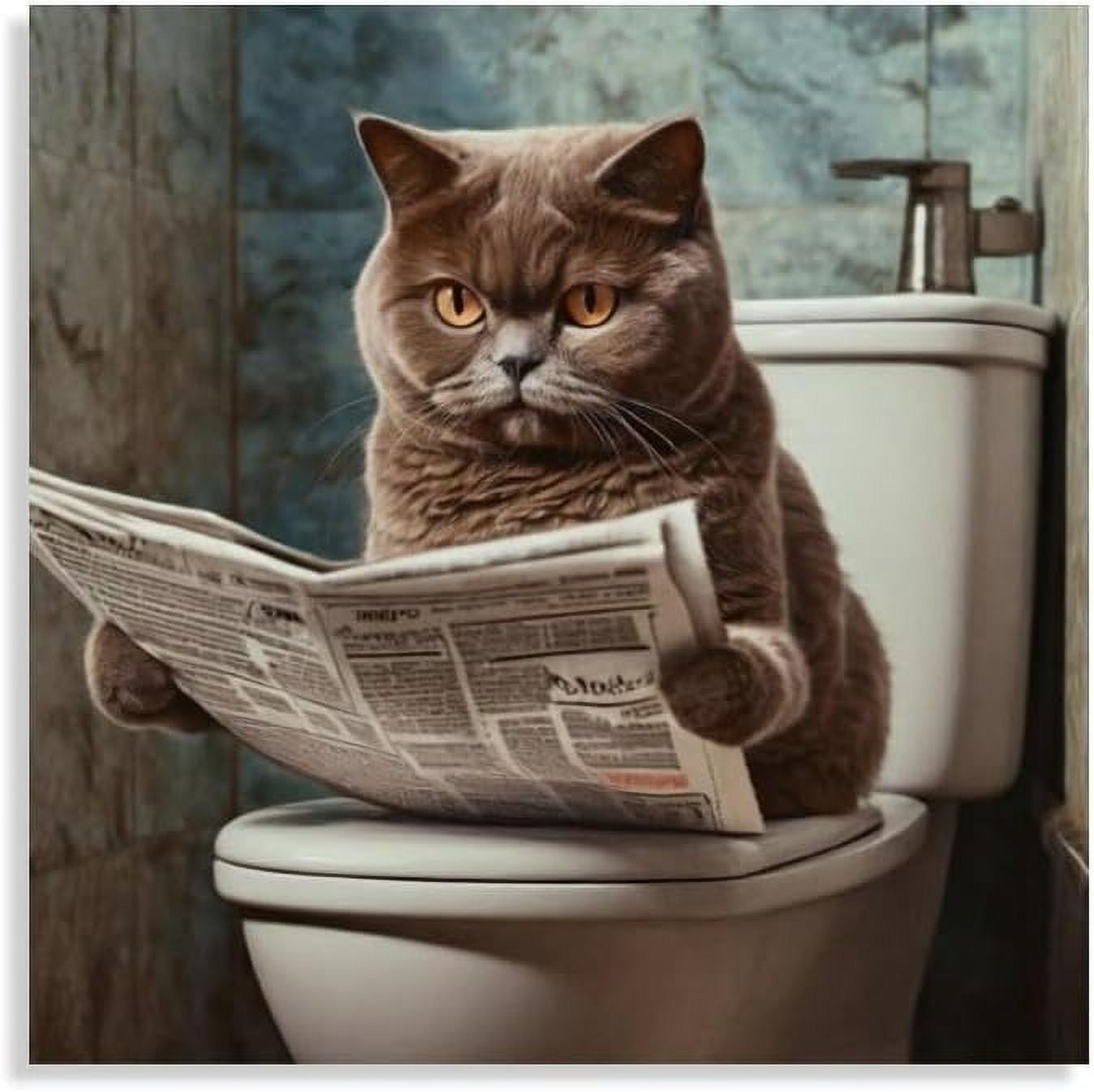 AatoeaX Square Canvas Bathroom Decor British Shorthair Cat Wall Decor ...