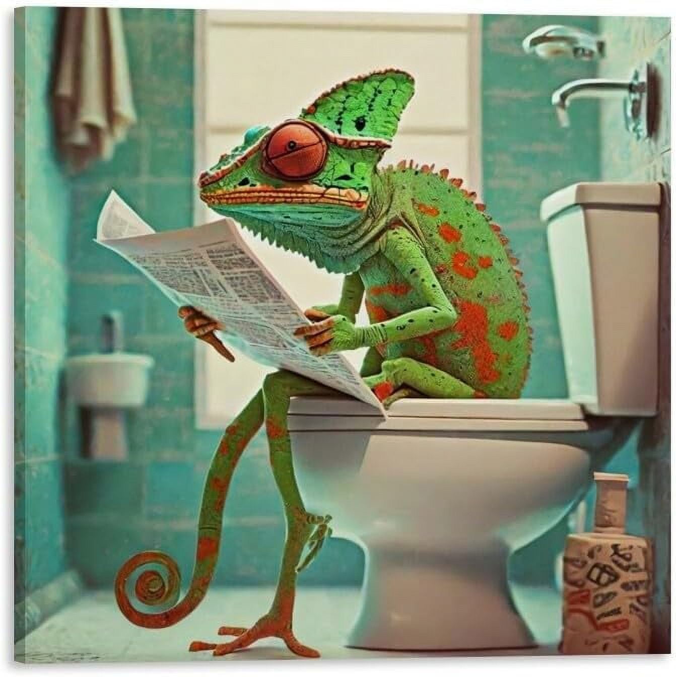 AatoeaX Square Canvas Bathroom Decor Chameleon Wall Decor Poster ...
