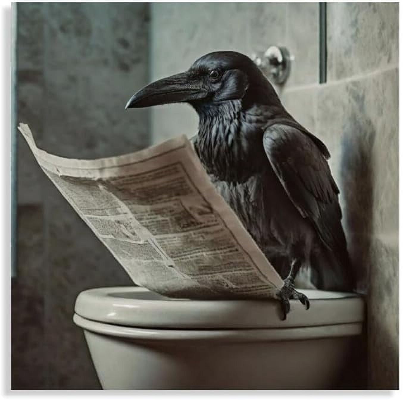 AatoeaX Square Canvas Bathroom Decor Crow Wall Decor Poster Animals ...