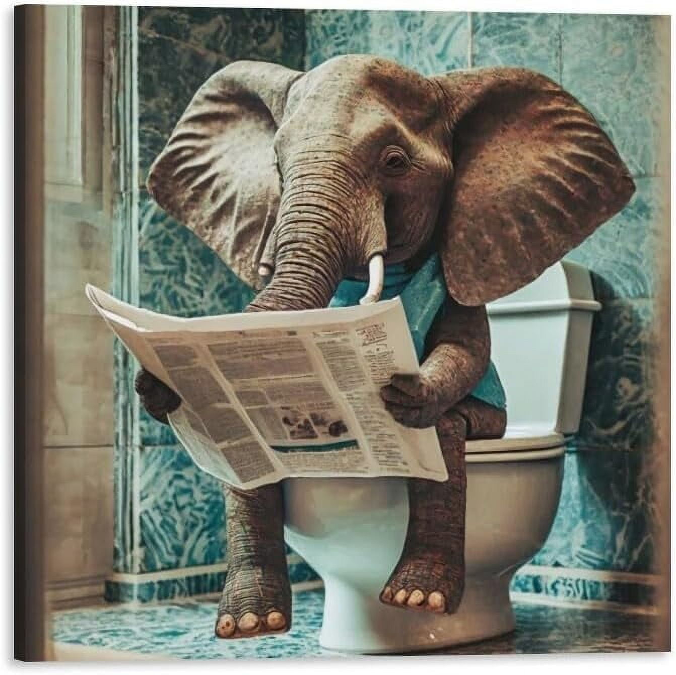 AatoeaX Square Canvas Bathroom Decor Elephant Wall Decor Poster Animals ...