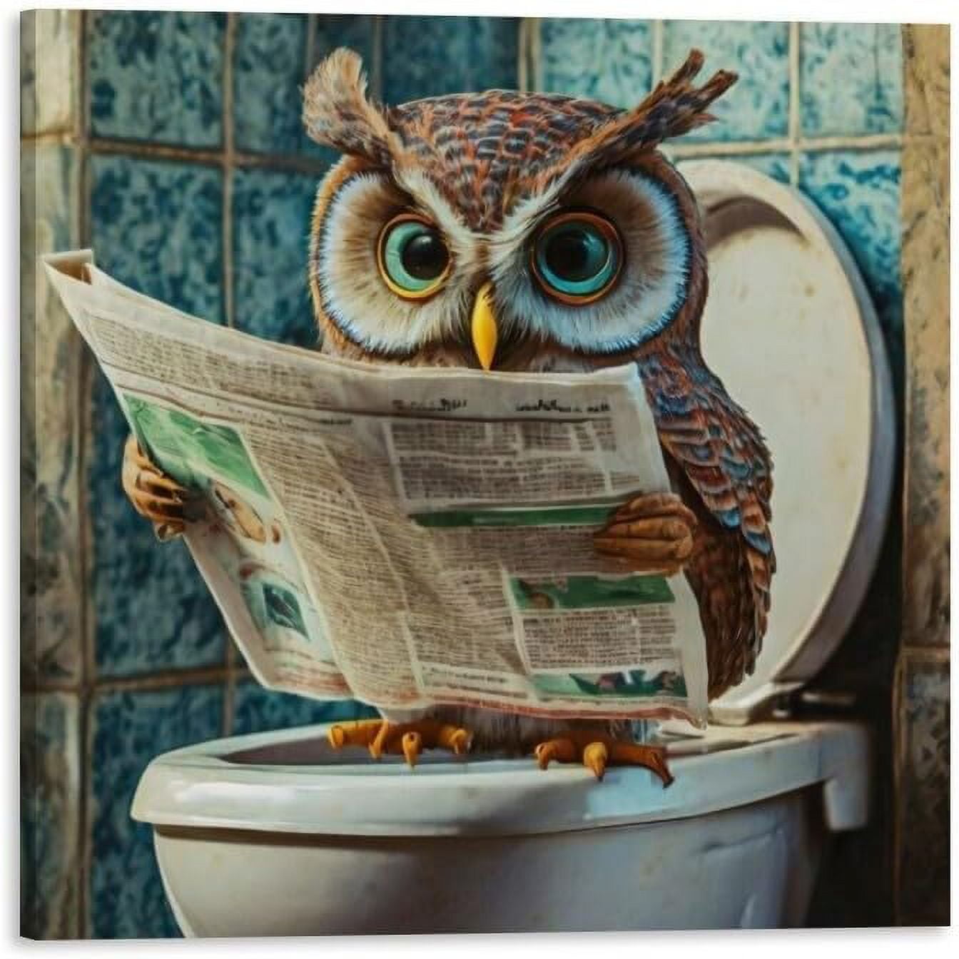 AatoeaX Square Canvas Bathroom Decor Owl Wall Decor Poster Animals ...