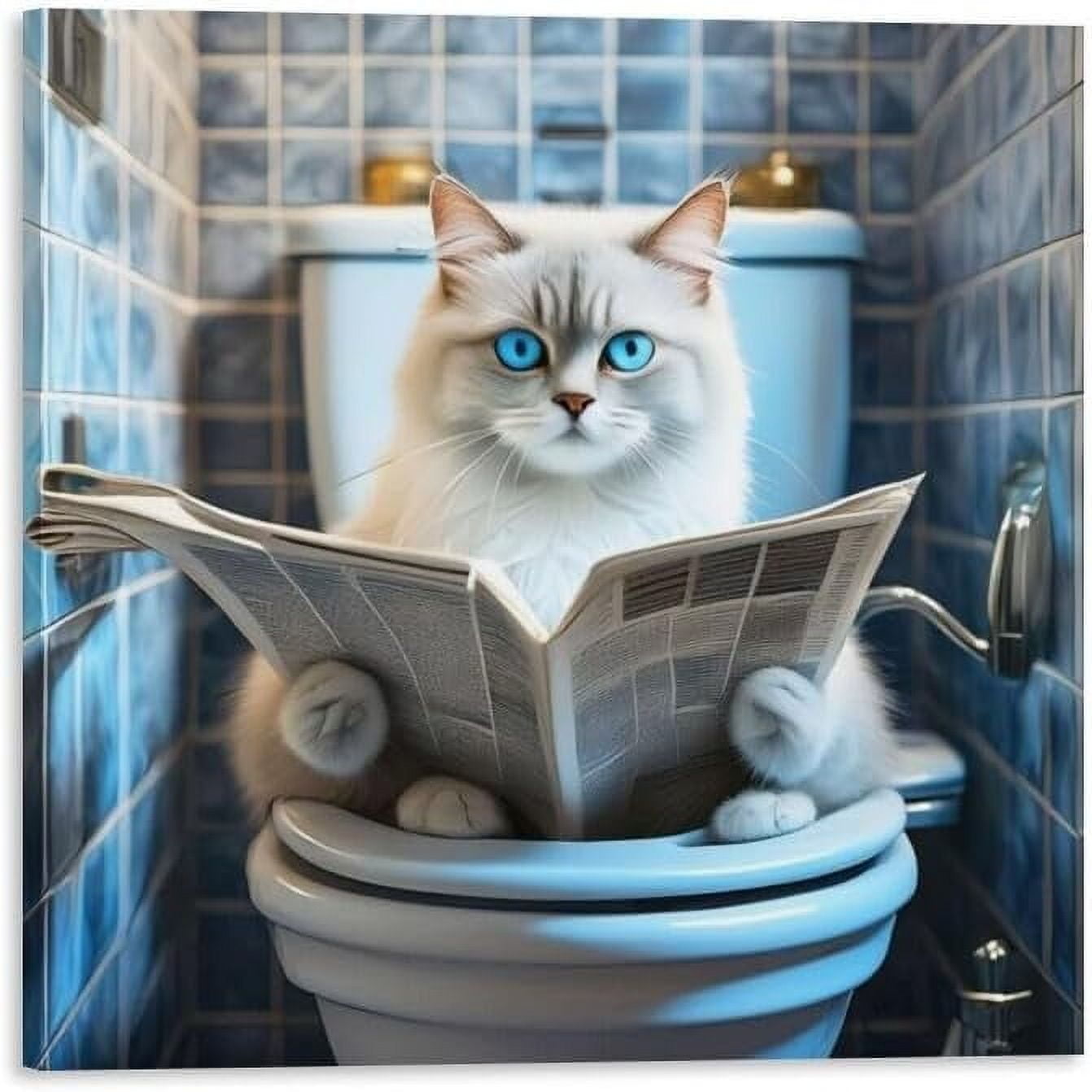 AatoeaX Square Canvas Bathroom Decor Scottish Fold Cat Wall Decor ...