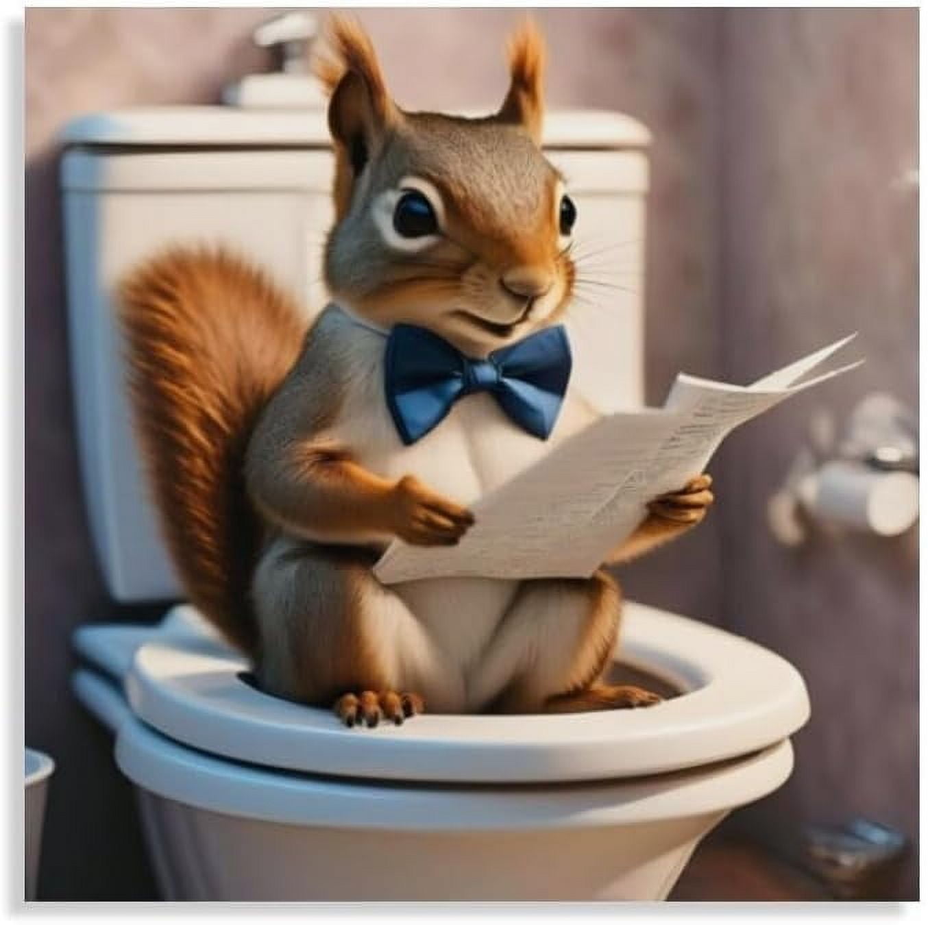AatoeaX Square Canvas Bathroom Decor Squirrel Wall Decor Poster Animals ...