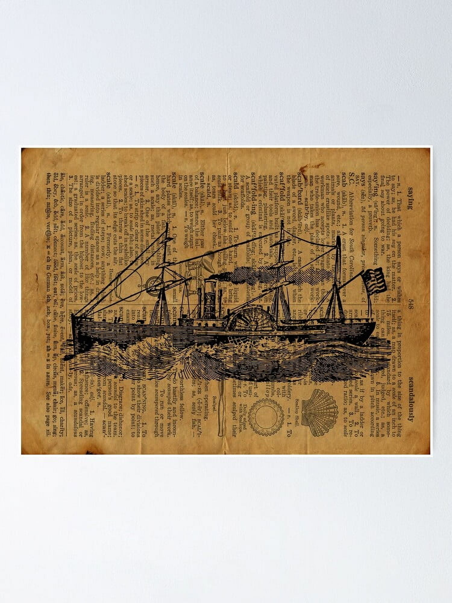 AatoeaX Steamboat on rough water Poster Modern Wall Art Canvas Poster ...