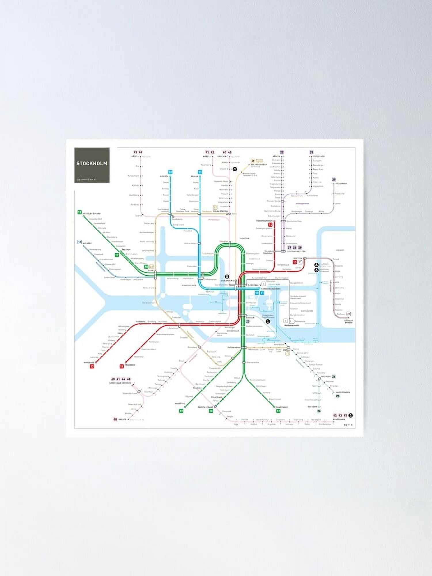 AatoeaX Stockholm Metro Map Poster Aesthetic Home Decor – Perfect for ...