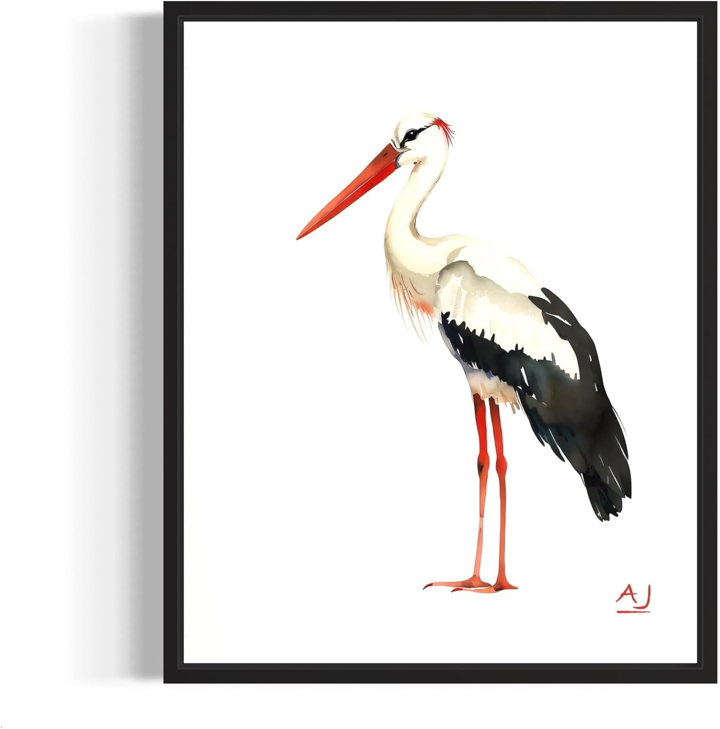 AatoeaX Stork Art Print Poster, Bird Watercolor Painting, Nature Animal ...