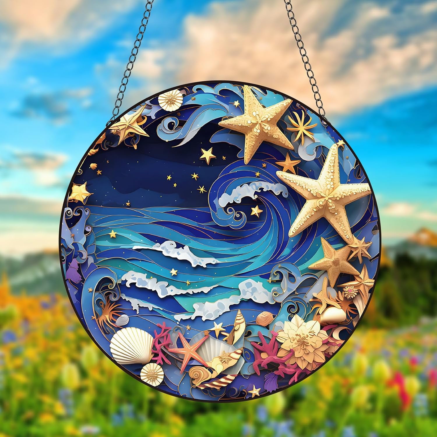 AatoeaX Stylish Ocean Wave Window Decor: Starfish & Seashell ...