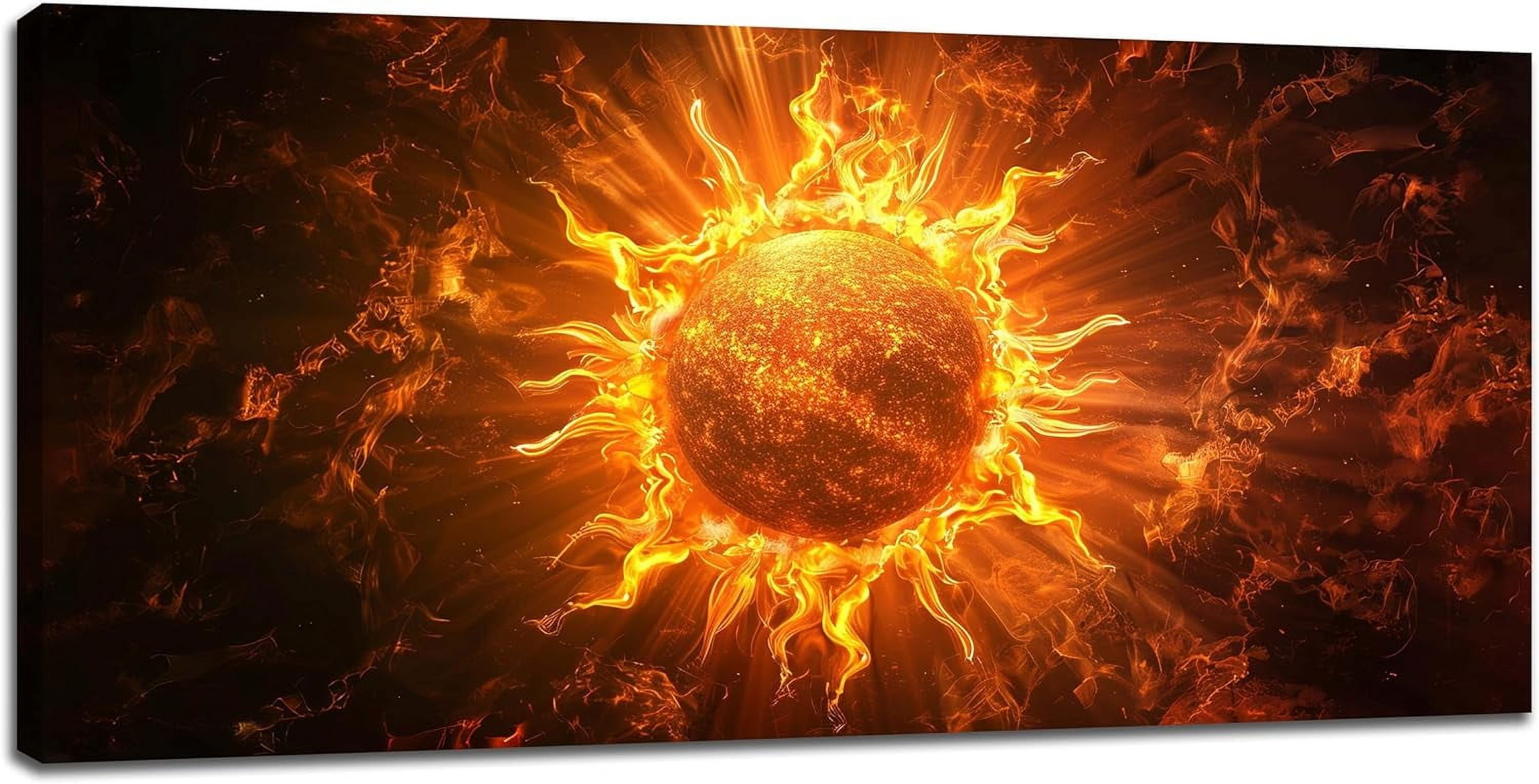 AatoeaX Sun Wall Art Sun Fire Pictures Wall Decor Extra Celestial Canvas Prints Artwork ...