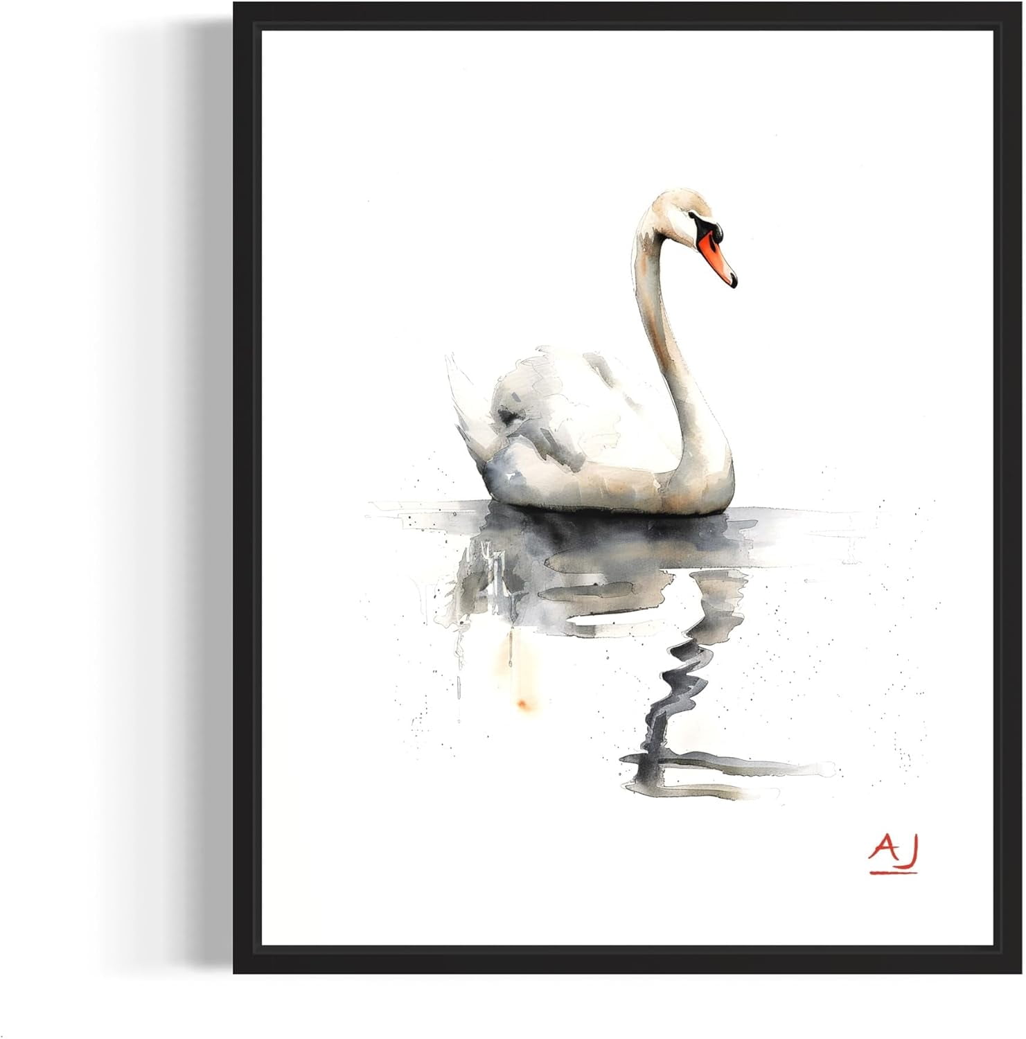 AatoeaX Swan Art Print Poster, Bird Watercolor Painting, Nature Animal ...