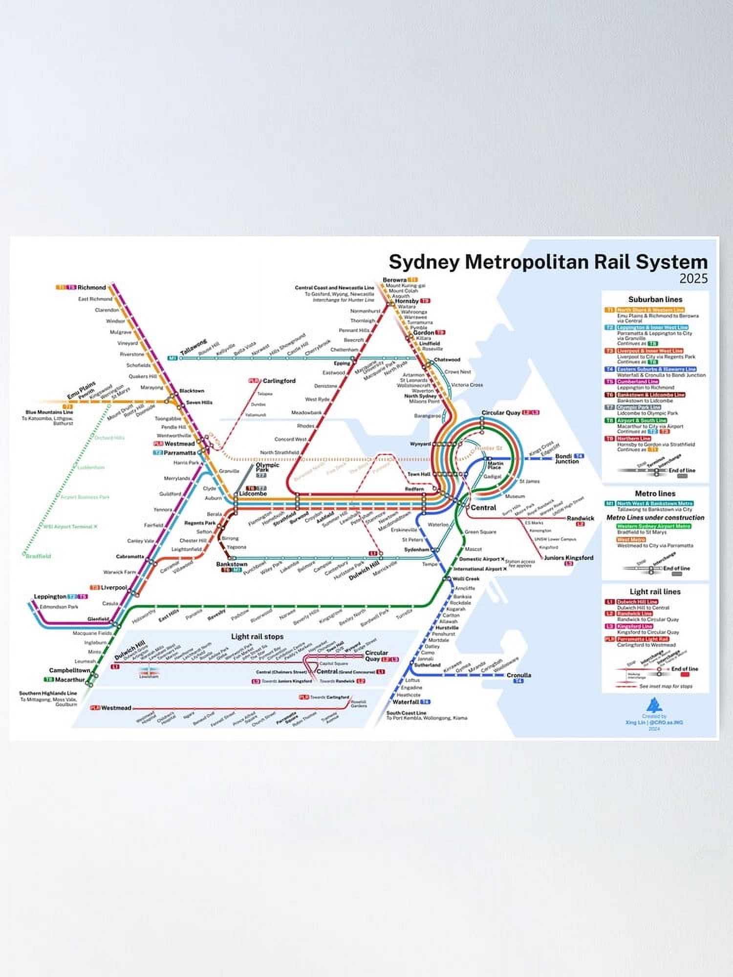 AatoeaX Sydney Trains and Metro Map - 2025 (Light theme) Poster Modern ...