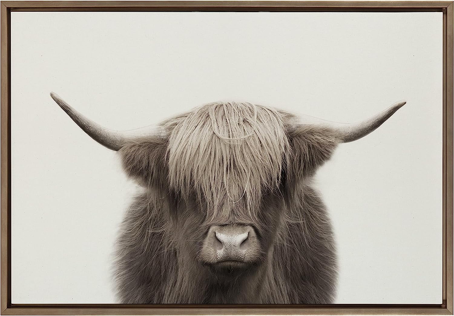 AatoeaX Sylvie Hey Dude Highland Cow Color Linen Textured Canvas Wall ...