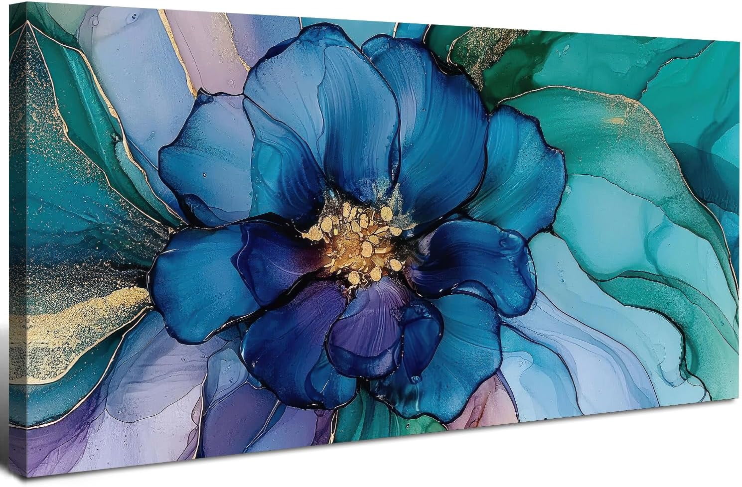 AatoeaX Teal Wall Art Abstract Canvas Wall Decor Flowers Picture for ...