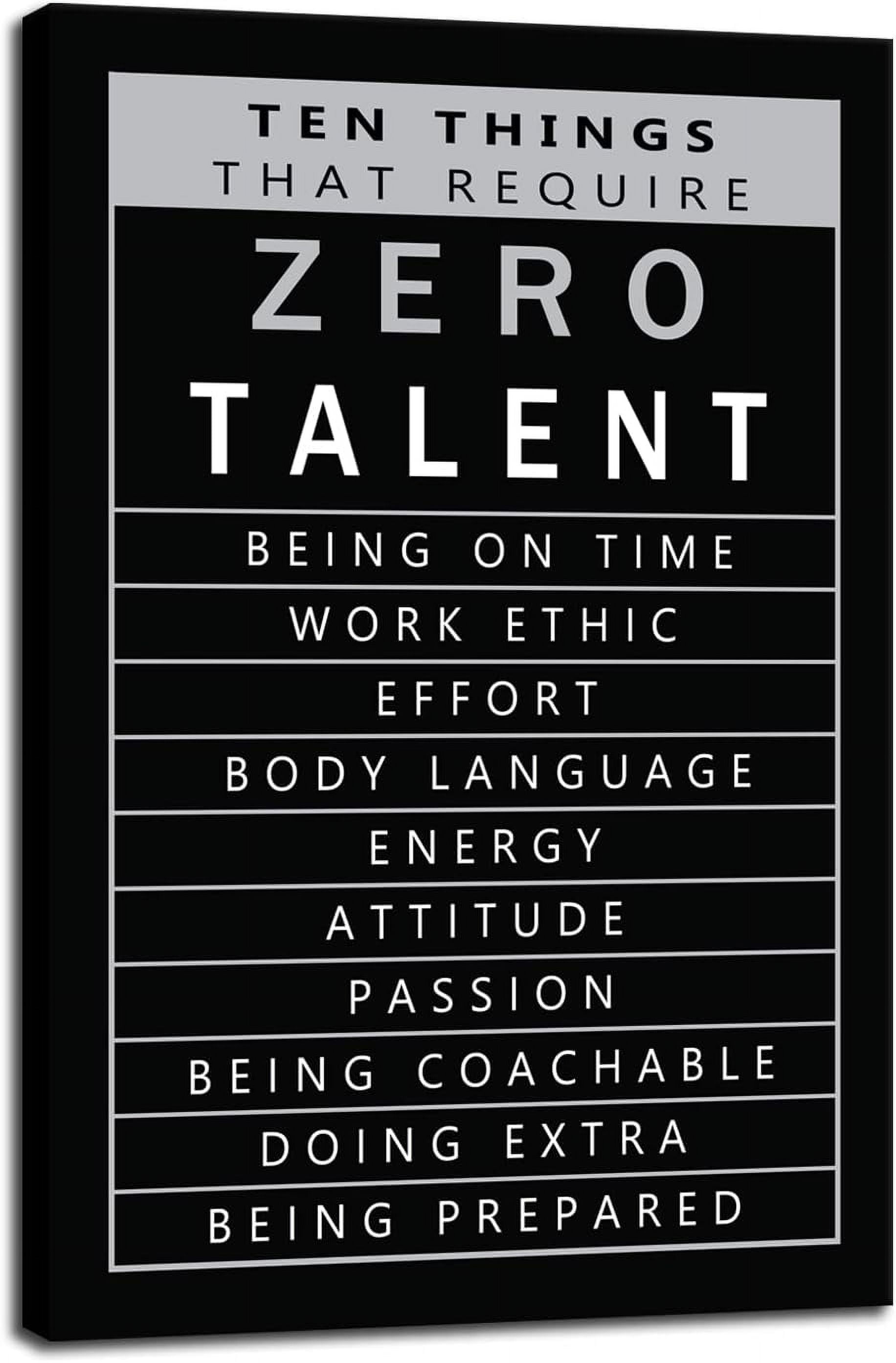 AatoeaX Ten Things That Require Zero Talent Quote Motivational Wall Art for Office Inspirational ...