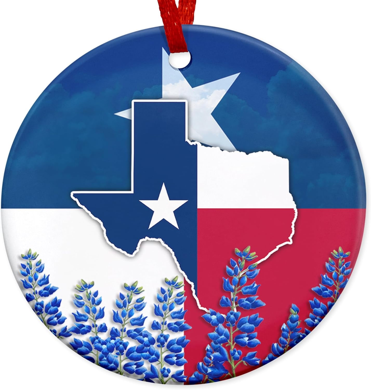 AatoeaX Texas - Shaped Flag Ornament: State Pride, Floral Accent ...