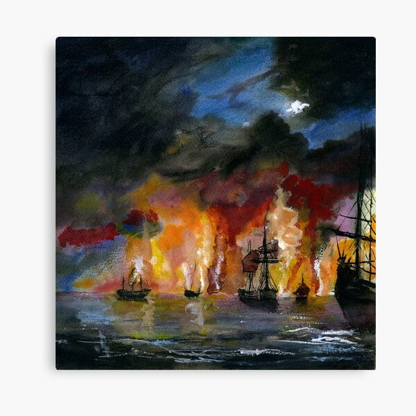 AatoeaX The Burning Ships Canvas Print Modern Wall Art Canvas Poster ...