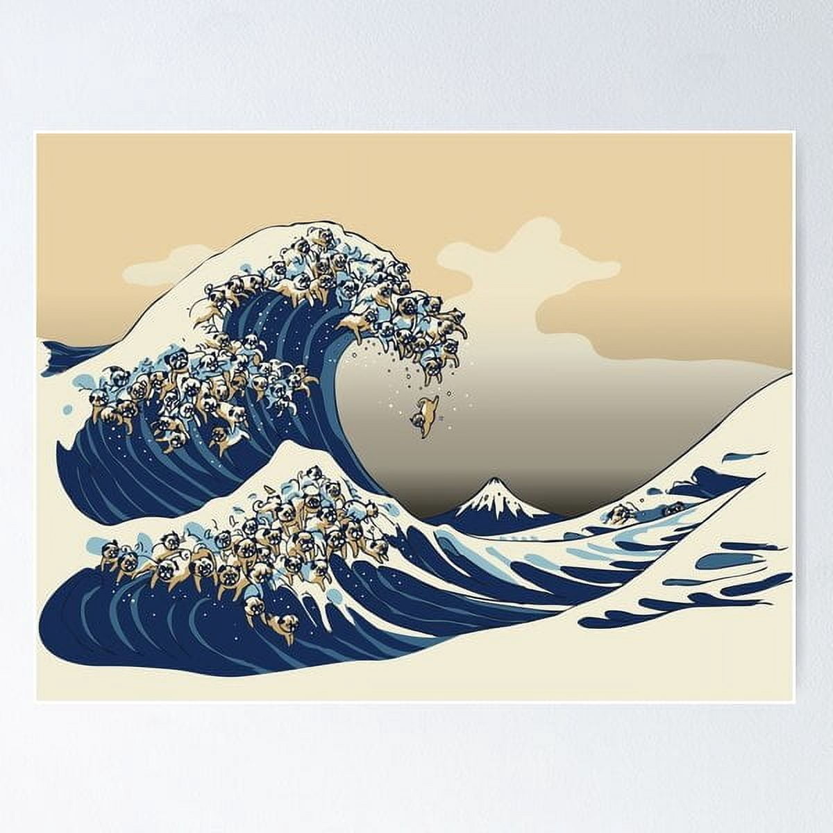AatoeaX The Great Wave of Pugs Vanilla Sky PosterAesthetic Home Decor ...