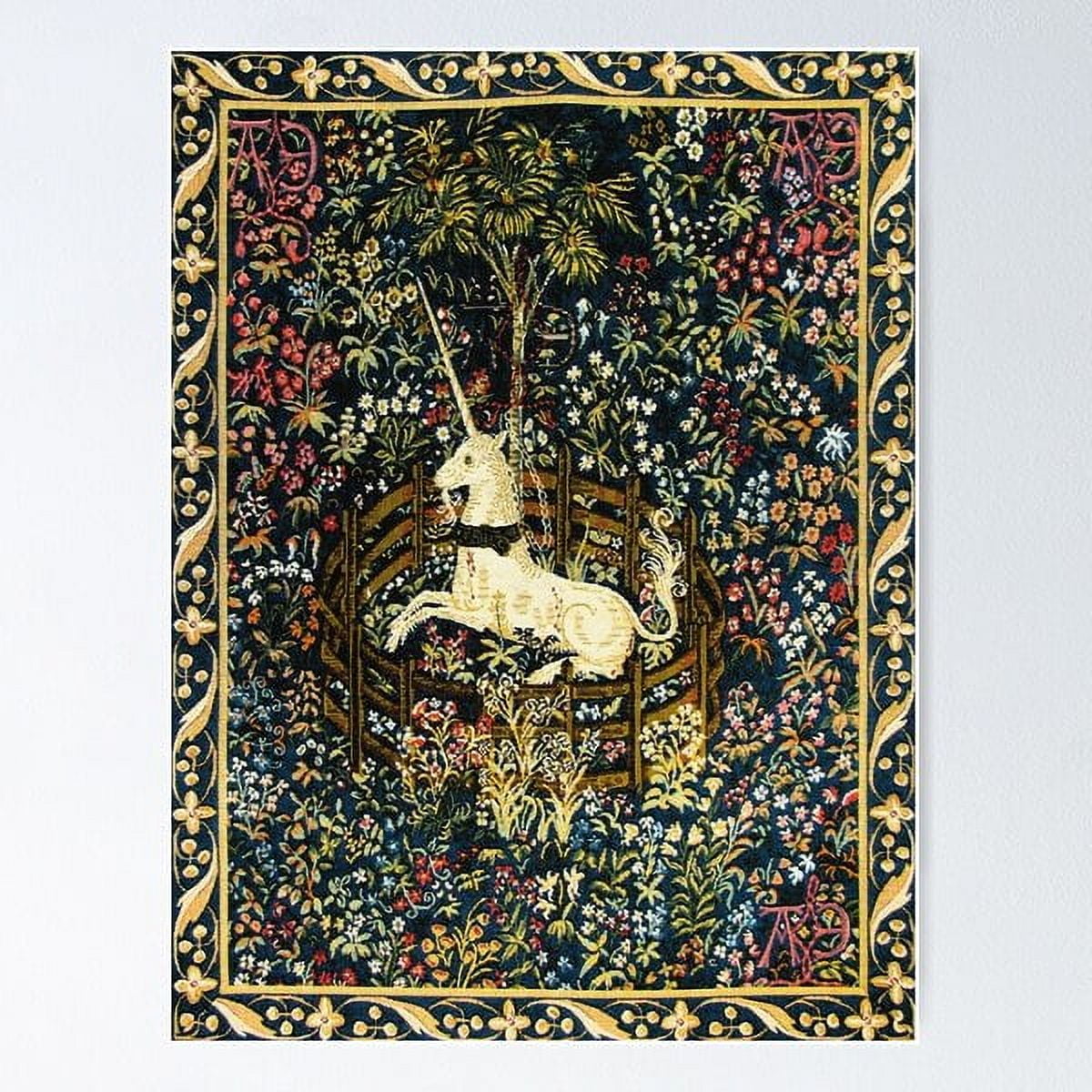 AatoeaX The Unicorn in Captivity Medieval Floral Tapestry Poster ...