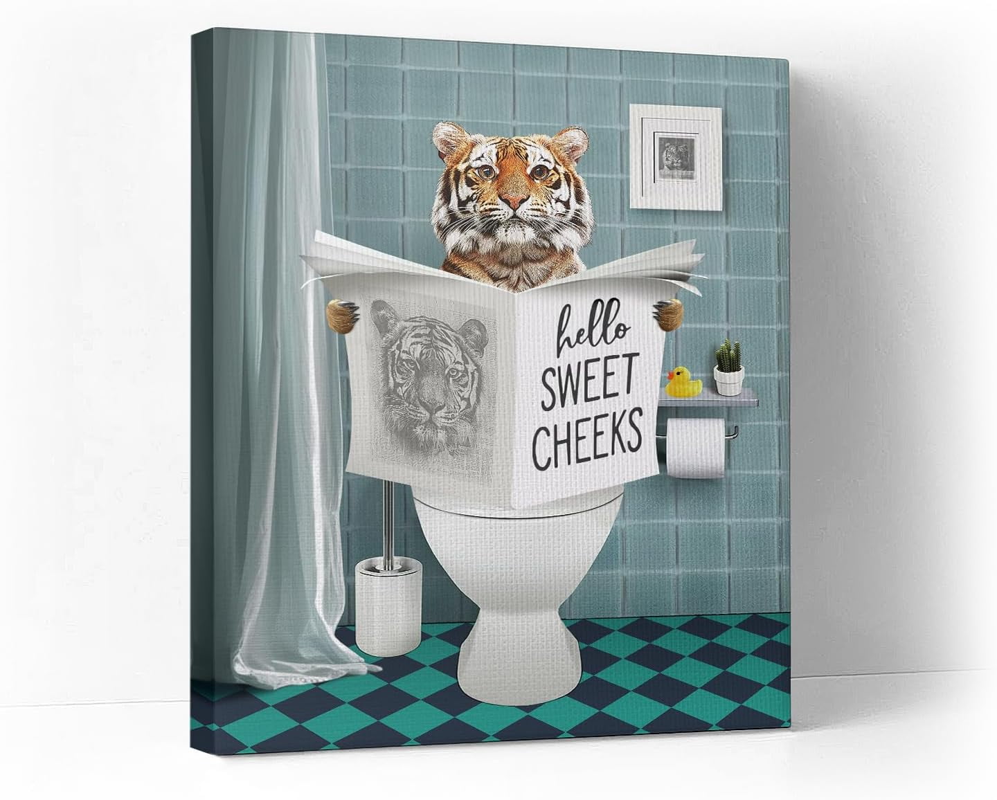 AatoeaX Tiger Bathroom Canvas Wall Art Farmhouse Tiger Wall Decor Funny ...