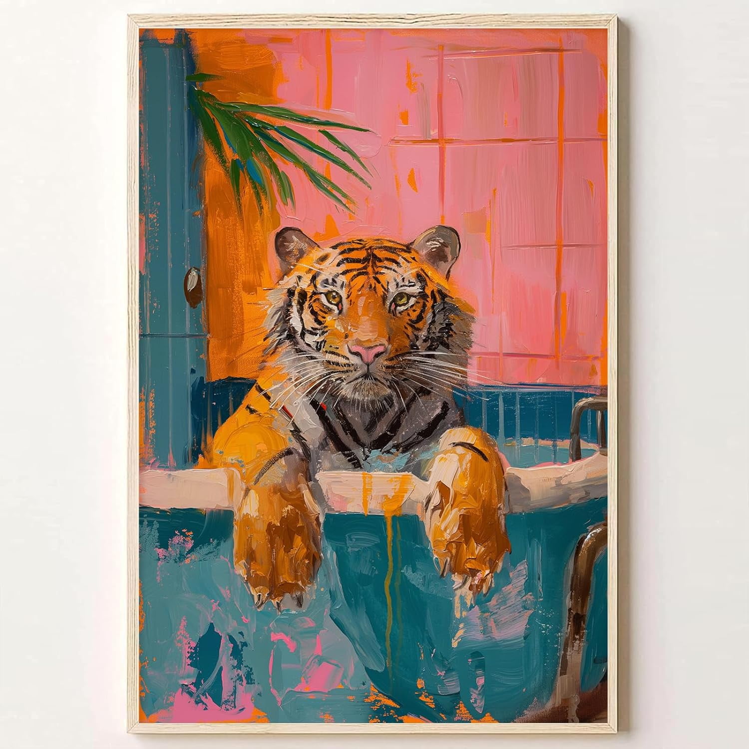 AatoeaX Tiger Bathtub Wall Art Pink Bathroom Aesthetic Poster Funky ...