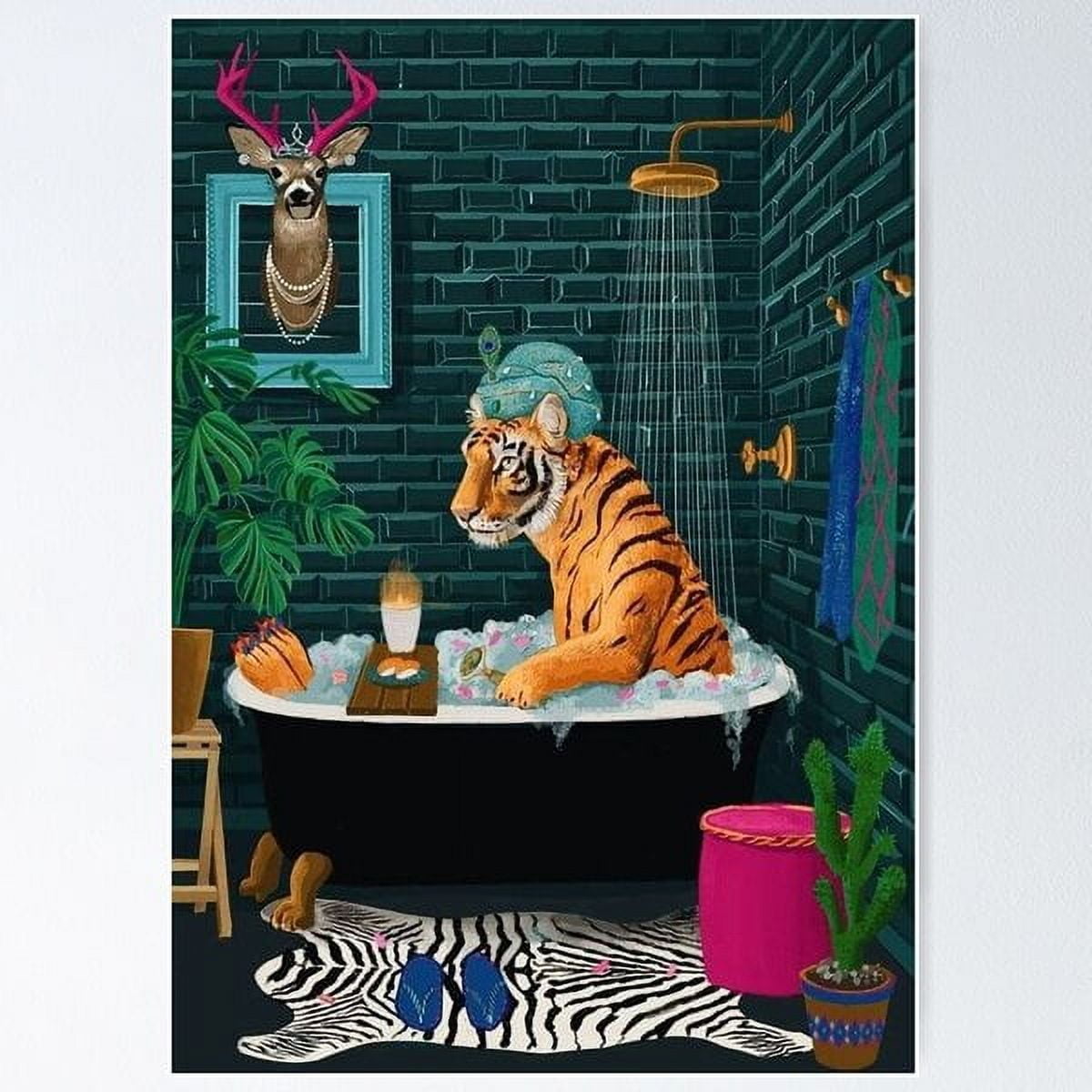 AatoeaX Tiger in a bathtub PosterAesthetic Home Decor – Perfect for Gallery Walls or Gifts, 12 ...