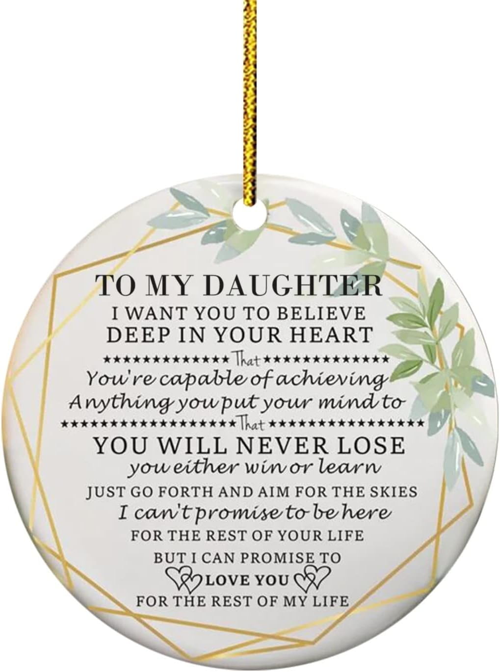 AatoeaX To My Daughter Inspirational Acrylic Ornament: Sentimental ...