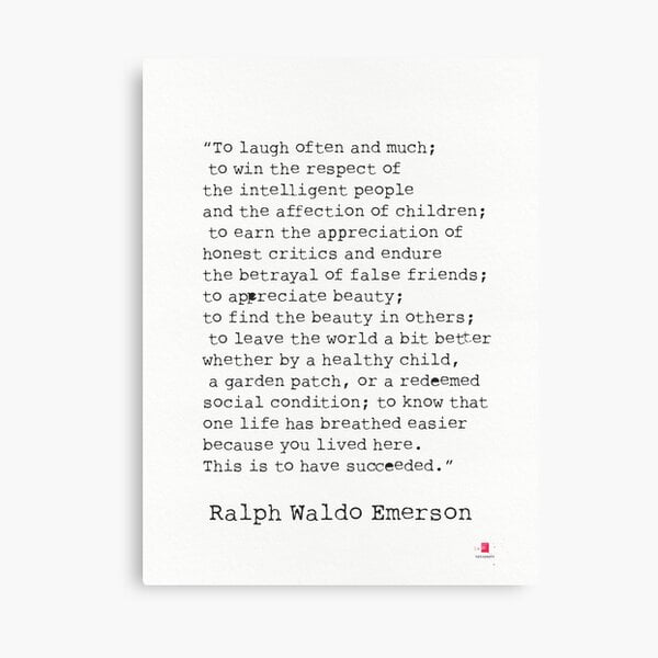 AatoeaX “To laugh often and much;" Ralph Waldo Emerson quote Canvas ...