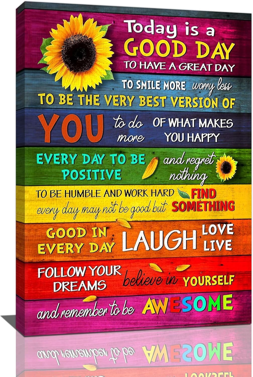 AatoeaX Today is a Good Day Wall Art Sunflower Inspirational Quote ...