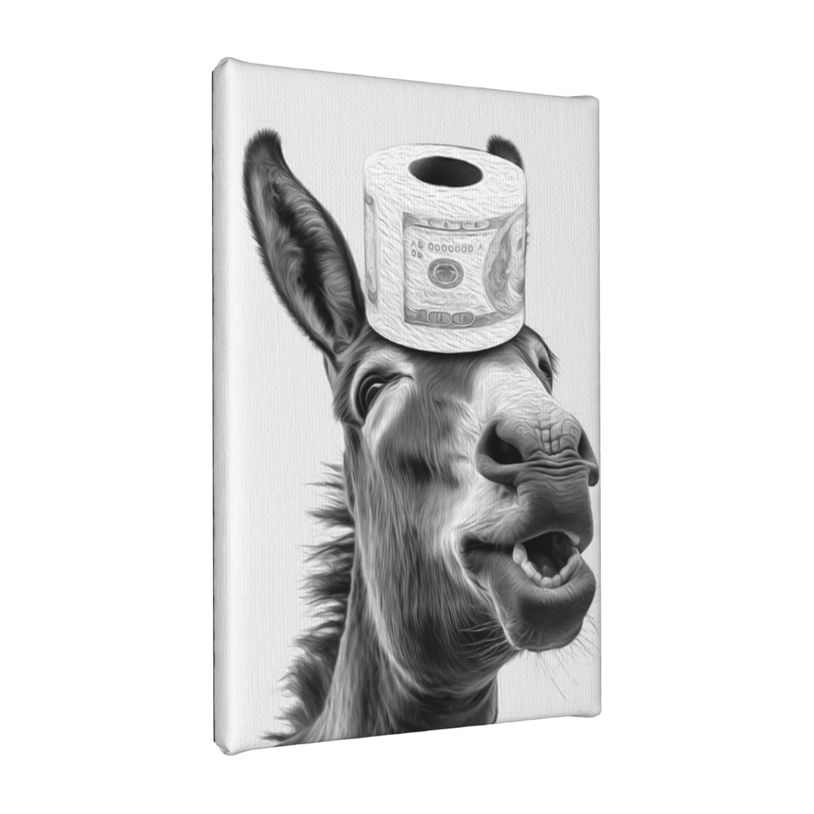 AatoeaX Toilet Paper On Head Funny Donkey Posters Canvas Bathroom Wall ...