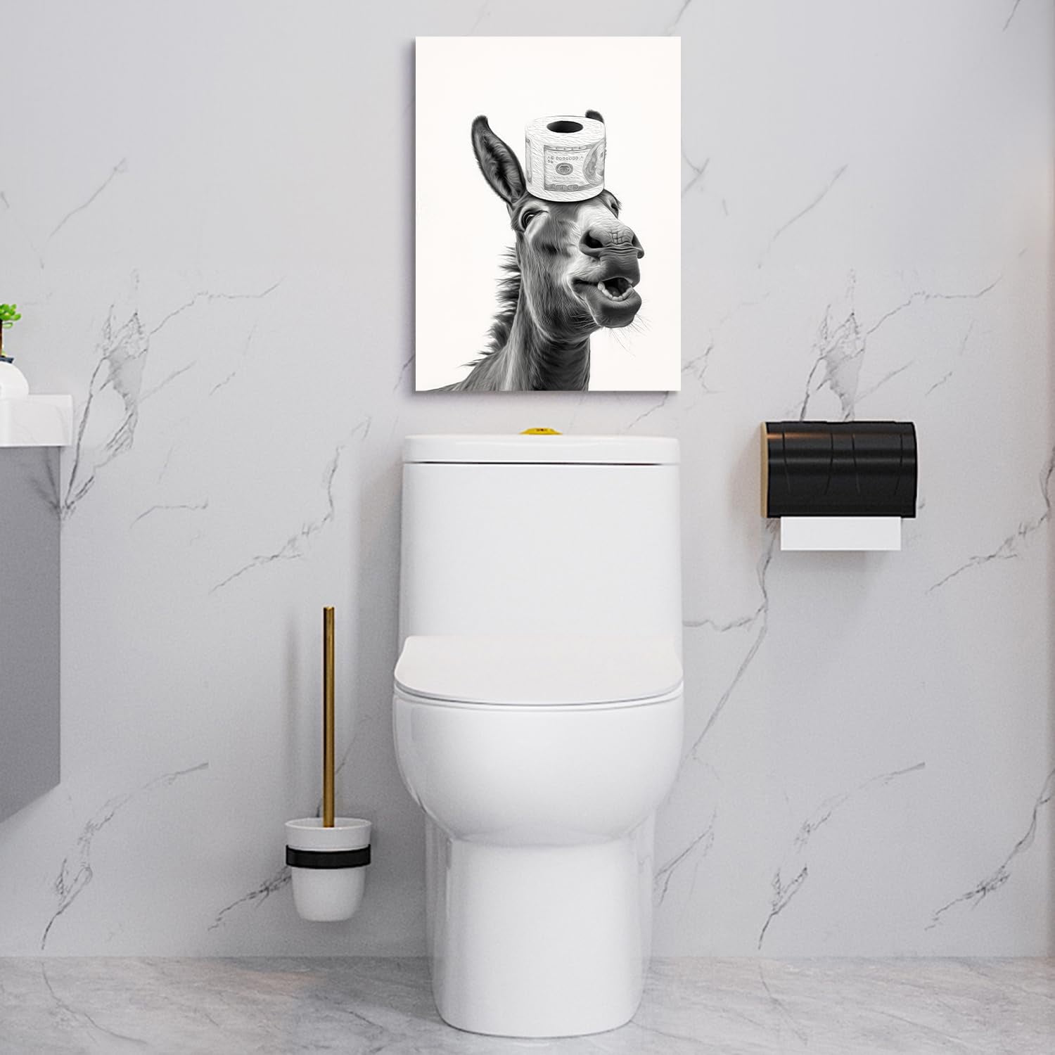 AatoeaX Toilet Paper On Head Funny Donkey Posters Canvas Bathroom Wall ...