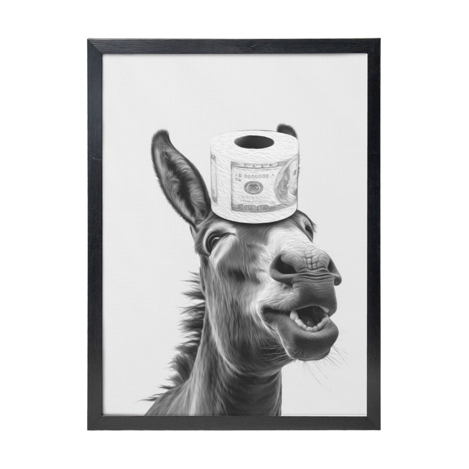 AatoeaX Toilet Paper On Head Funny Donkey Posters Canvas Bathroom Wall ...