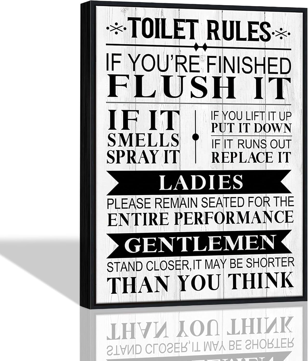 AatoeaX Toilet Rules Quotes Wall Art Prints, Black Funny Bathroom Decor ...