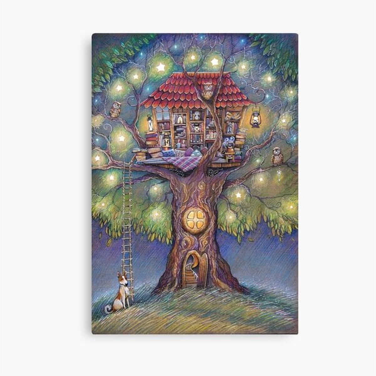 AatoeaX Tree House Canvas Print Modern Wall Art Canvas Poster ...