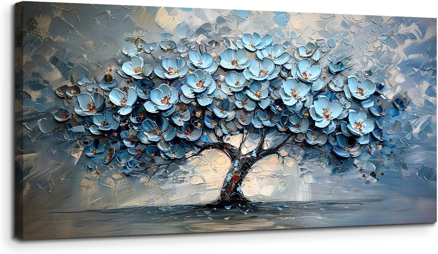 AatoeaX Tree of Life Wall Art for Living Room, Blue Floral Tree ...
